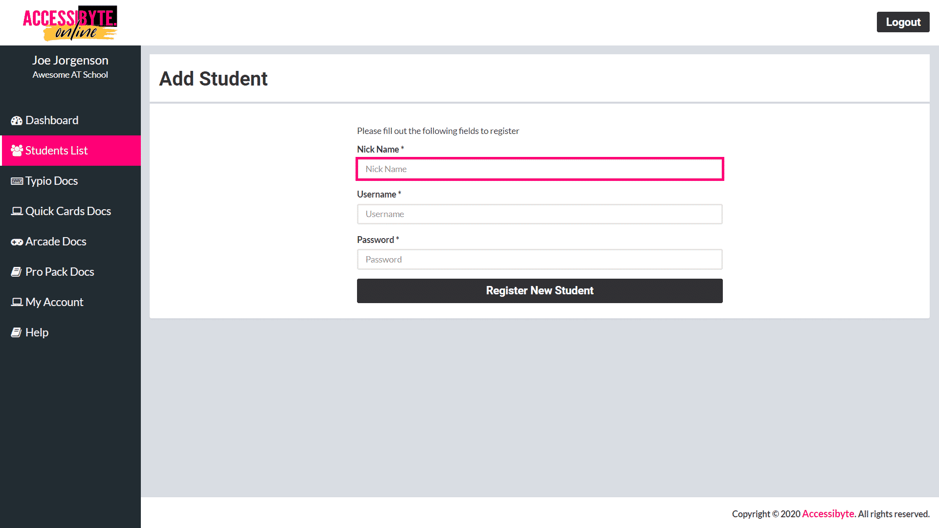 Add Student | Accessibyte
