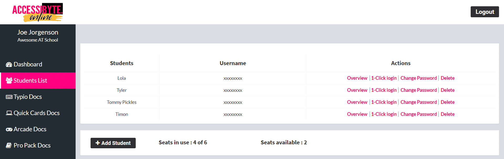 Manage your Accessibyte caseload with your Teacher Dashboard