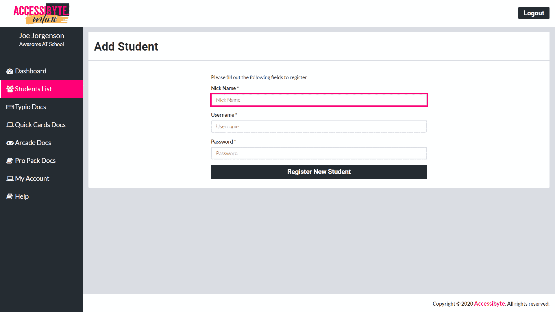Add Student | Accessibyte